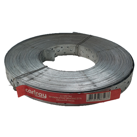 Hoop Iron 30mm x 0.8mm x 50m Punched Strapping Carlray - BBS