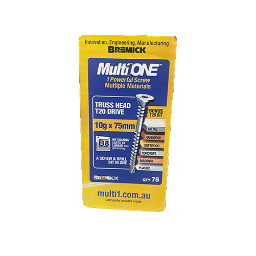 Multi Screw 10g x 75mm Truss Head B8 Coating Box of 75 MultiONE - BBS