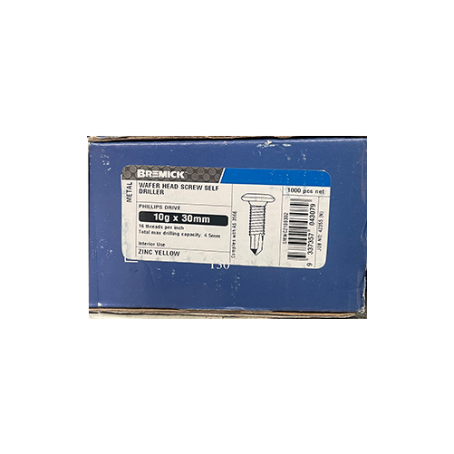 Wafer Head Screw 10g x 30mm Zinc Plated Metal Screws Box of 1000 - BBS