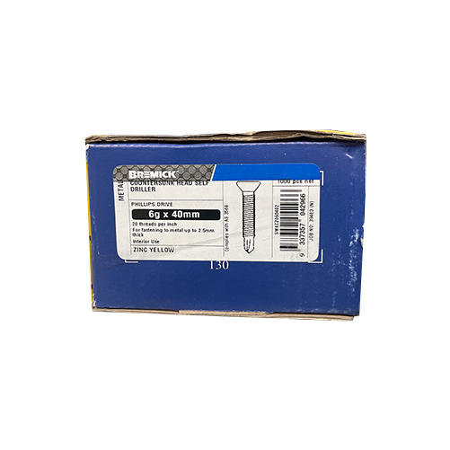 Countersunk Screw 6g x 40mm Zinc Plated Metal Screws Box of 1000 - BBS