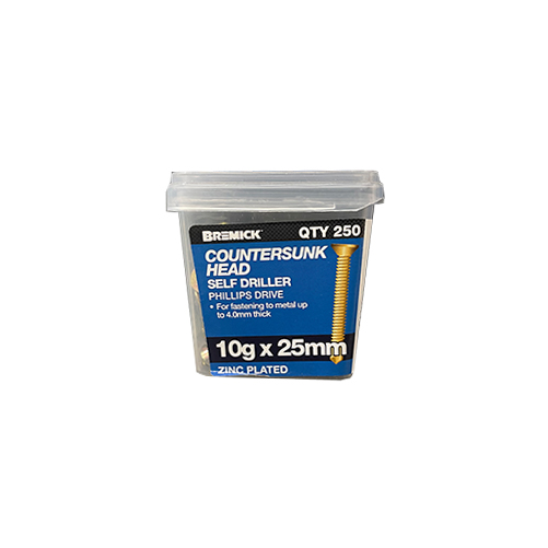 Countersunk Screw 10g x 25mm Zinc Plated Metal Screws Box of 250 - BBS