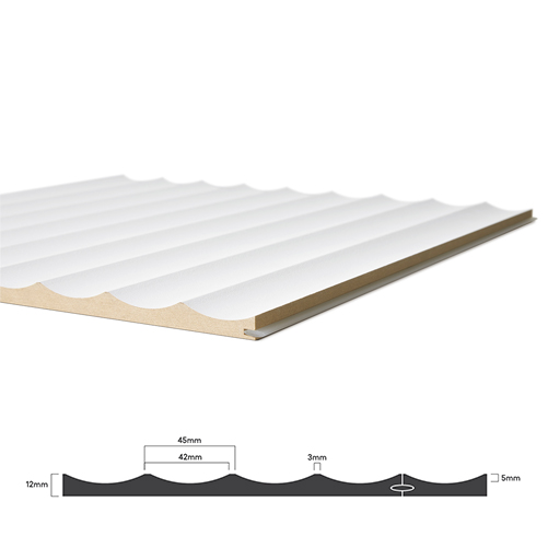 Surround by Laminex Scallop45 MR MDF 12mm Primed 3000x1200 - BBS